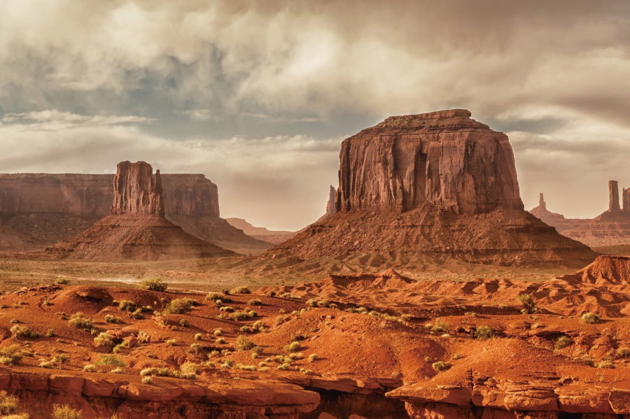 Dusk Gobi Desert Scenery Backdrop Sun Weathered Sandstone Rock Climate ...