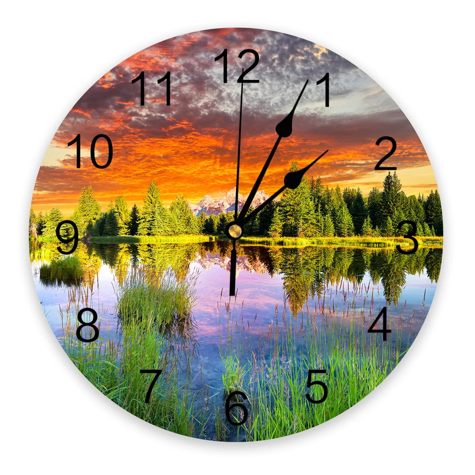 Dusk Mountain Forest Clocks Wall Home Decor Modern Kitchen Room Bedroom ...