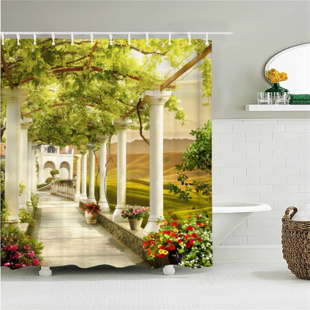 Dusk Sunset Beach Shower Curtains 3D Print Tropical Ocean Palm Tree Sea ...