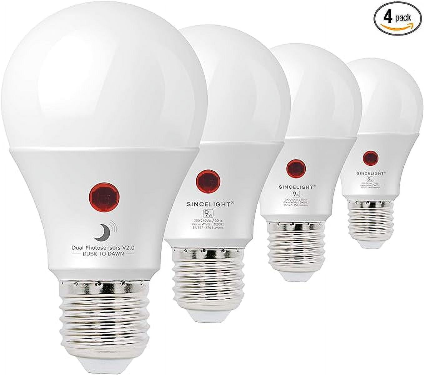 Dusk to Dawn LED Bulb with Dual Daylight Sensor, ON/Off Automatic ...