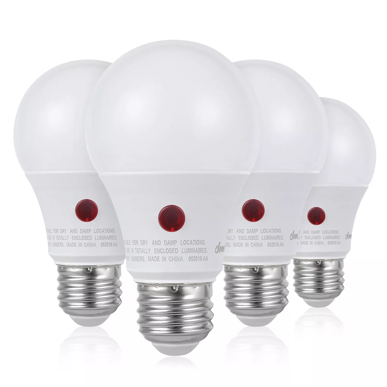 Dusk to Dawn LED Sensor Light Bulb- 4 Pack Automatic On/Off, Daylight ...