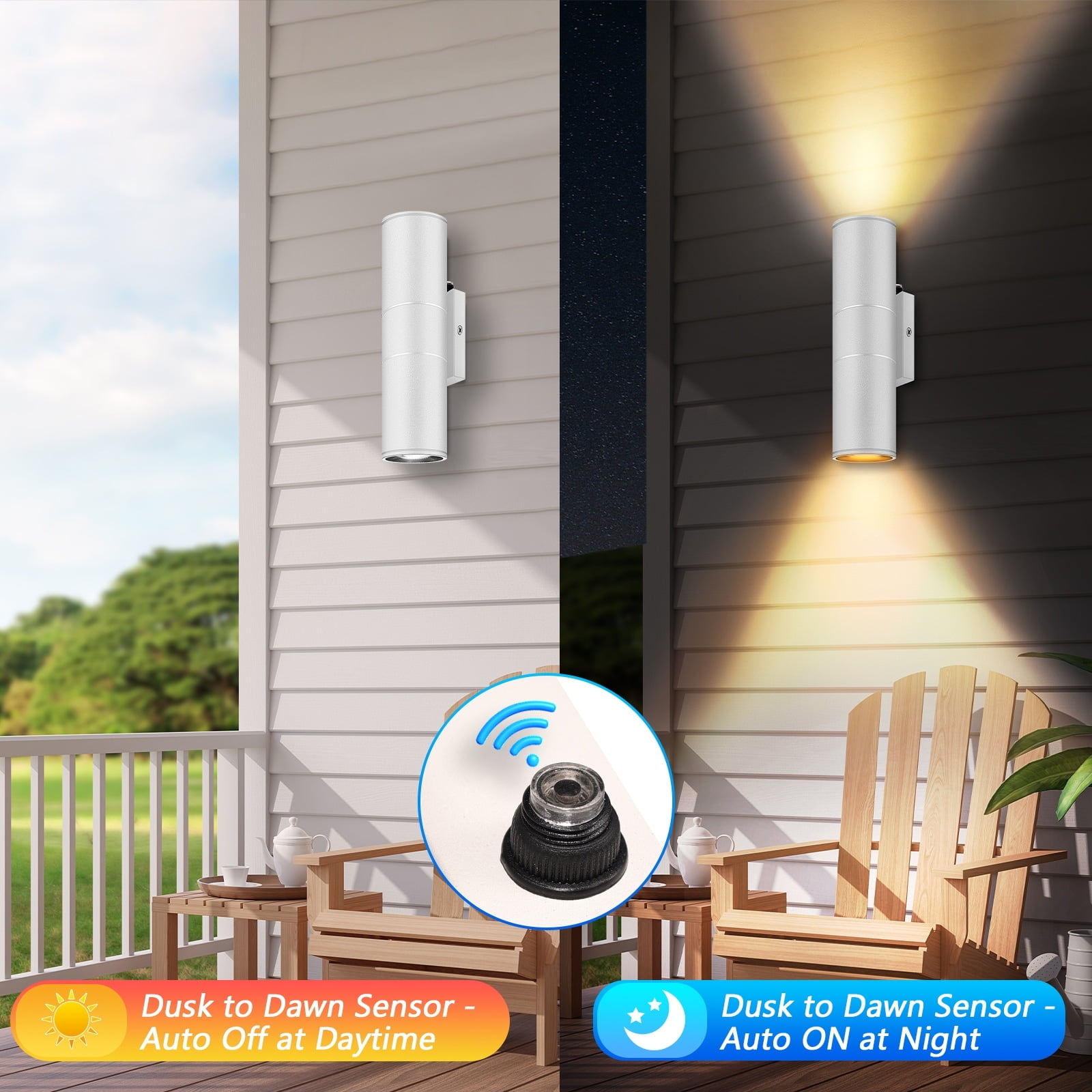 Dusk to Dawn Outdoor Lighting Sensor Wall Lights, IP65 Waterproof ...