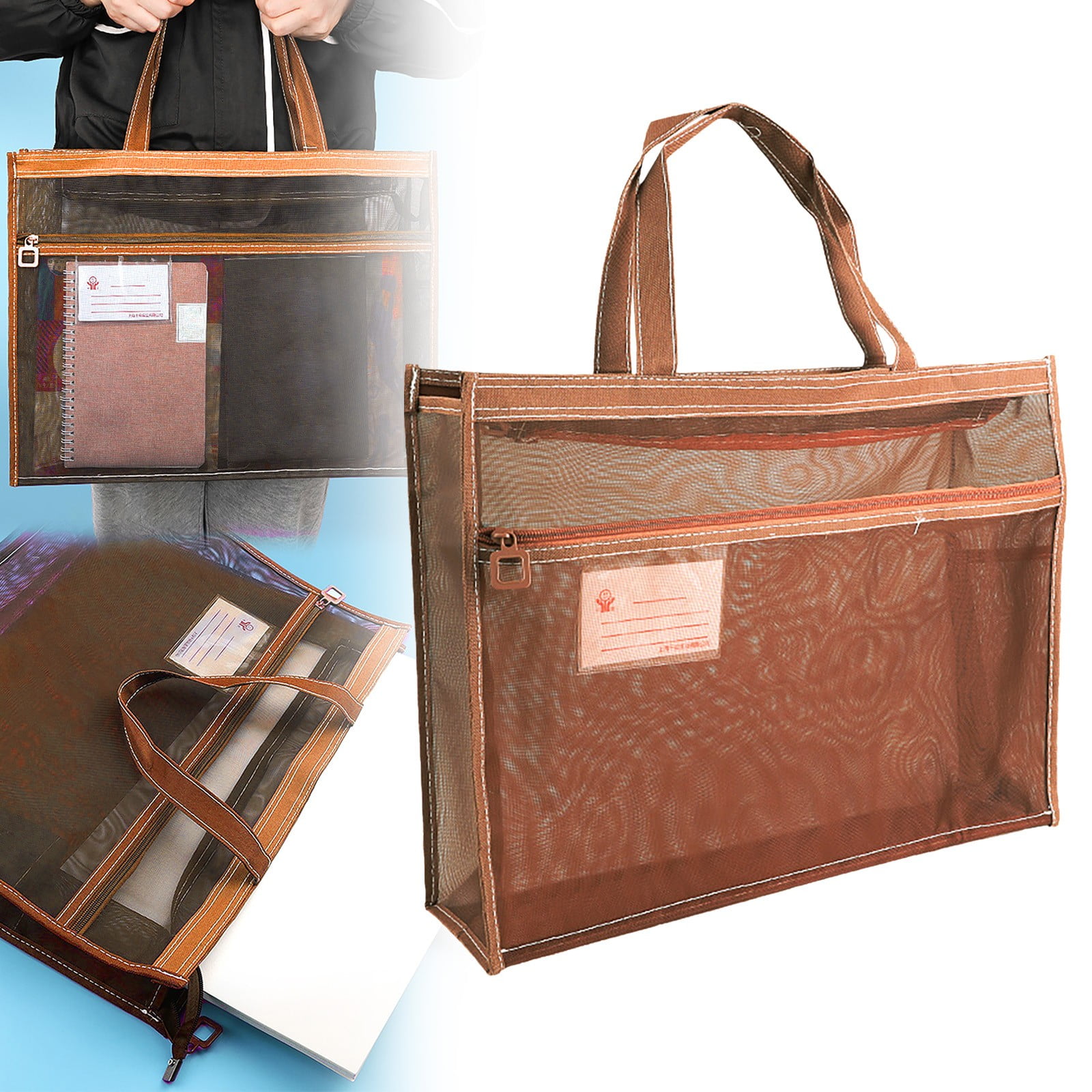 Dusknt Under $5 Art Bag Transparent Mesh Khaki, Portfolio Folder for ...