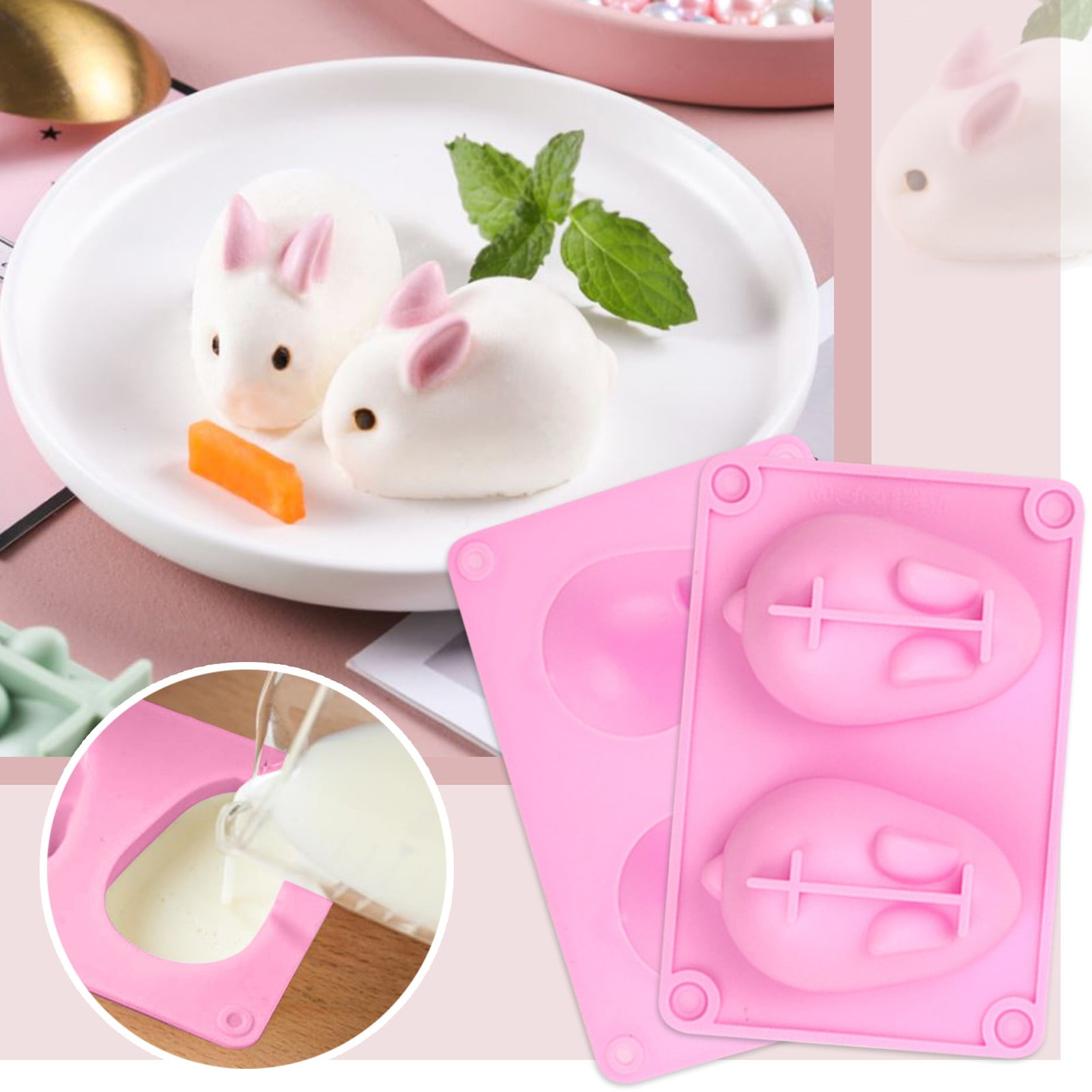 Dusknt Under $5 Rabbit Silicone Mold, Diy Rabbit Shape Cake Baking Tool ...