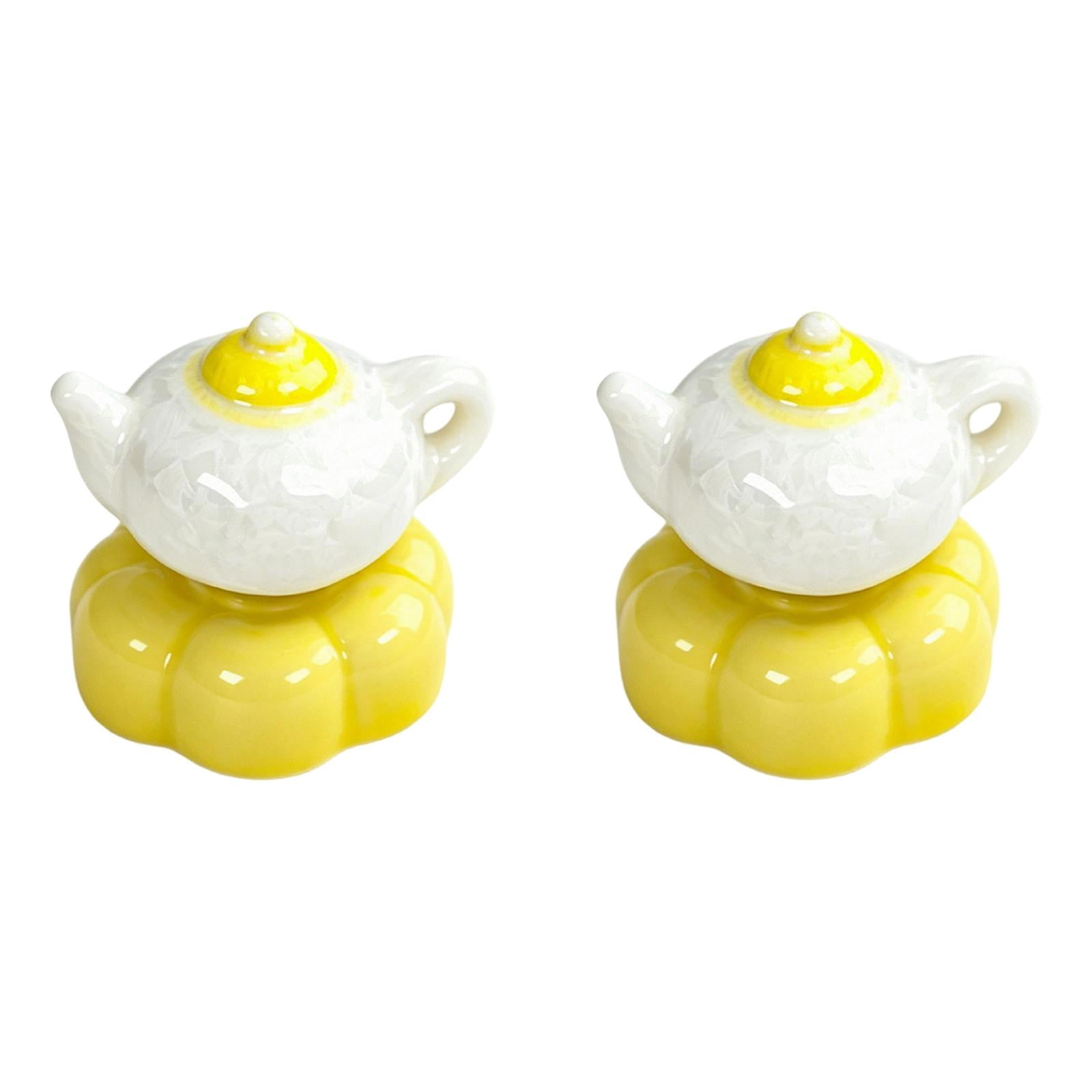 Dusknt Ceramic Rotating Teapot, Crystalline Glaze Tea Ornament,Desktop ...
