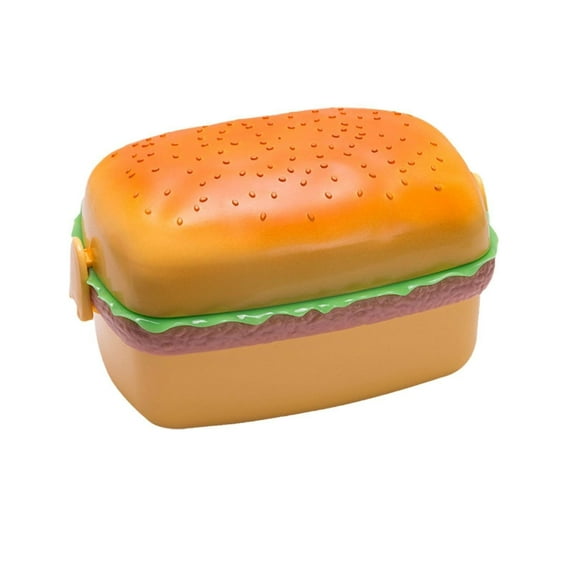 Dusknt Cute Double-Layer Hamburger Lunch Box Square, Lunch Bag,Creative ...