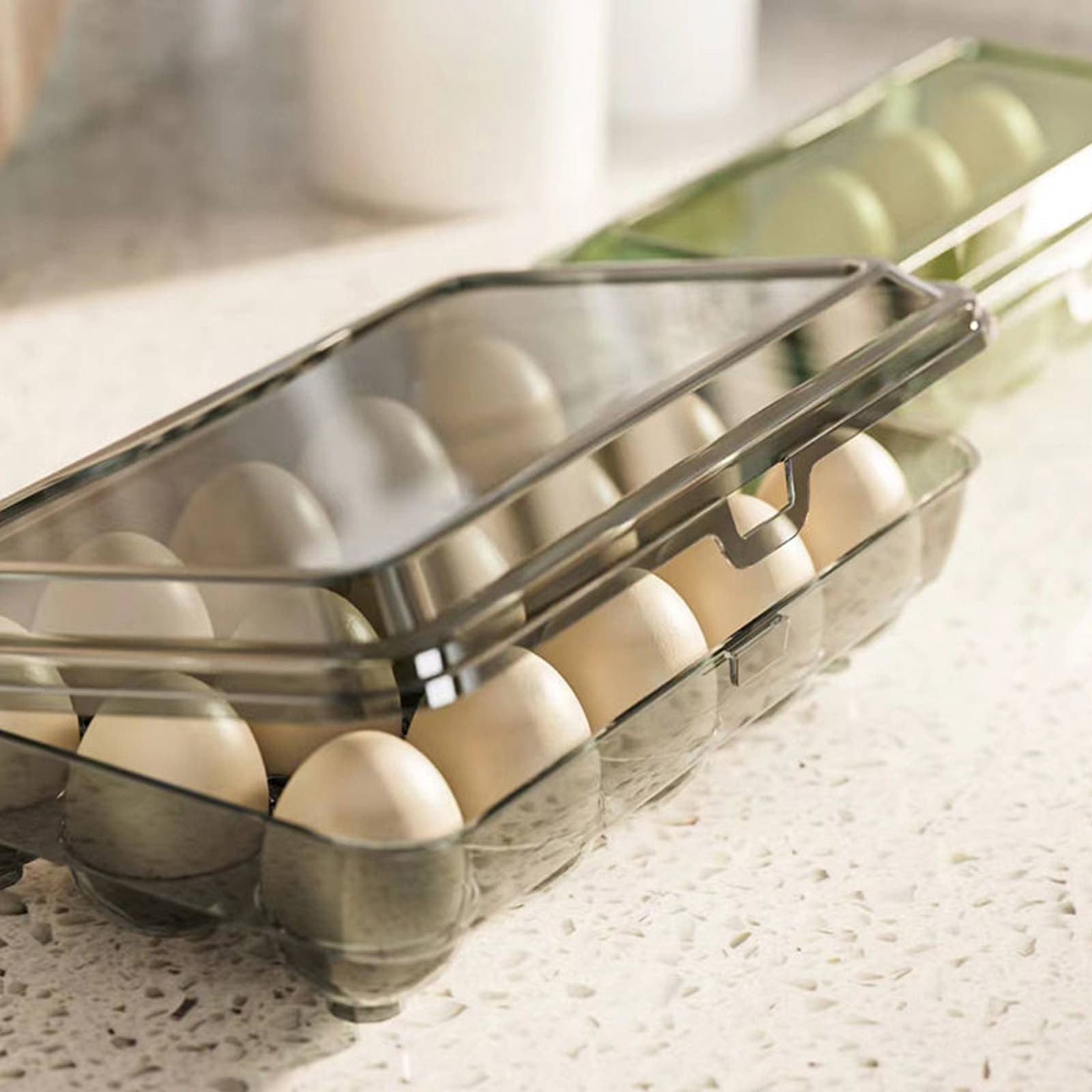 Dusknt Egg Rack with Lid Storage Box Refrigerator Special Storage and ...