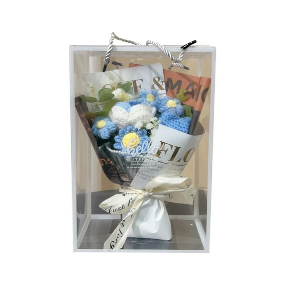 Dusknt Hand Knitted Wool Flower Rose Small Bouquet Box Bouquet ...