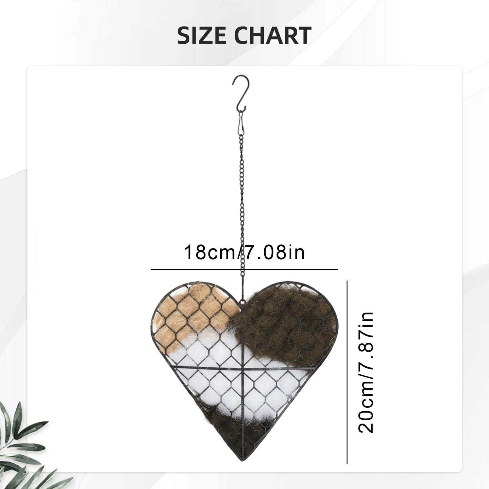 Dusknt Handmade Fiber Bird Nesting Heart Refillable Birds Haven Heart ...