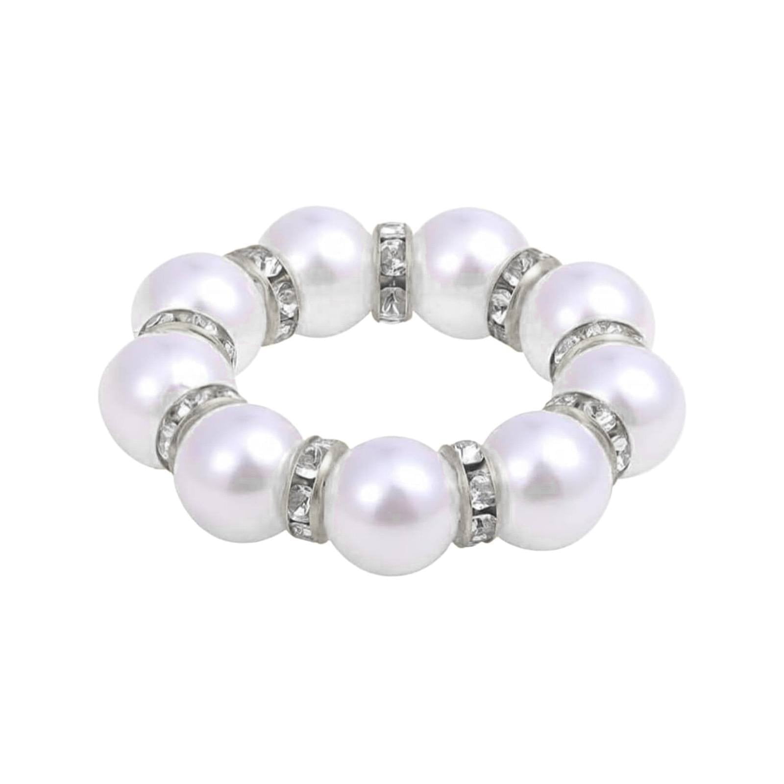 Dusknt Napkin Rings Imitation Pearl Napkin Rings Holder Beaded White ...