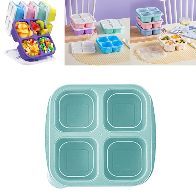 Dusknt Snack Box 4 Compartment, Wheat Fiber Portle Container with Easy ...