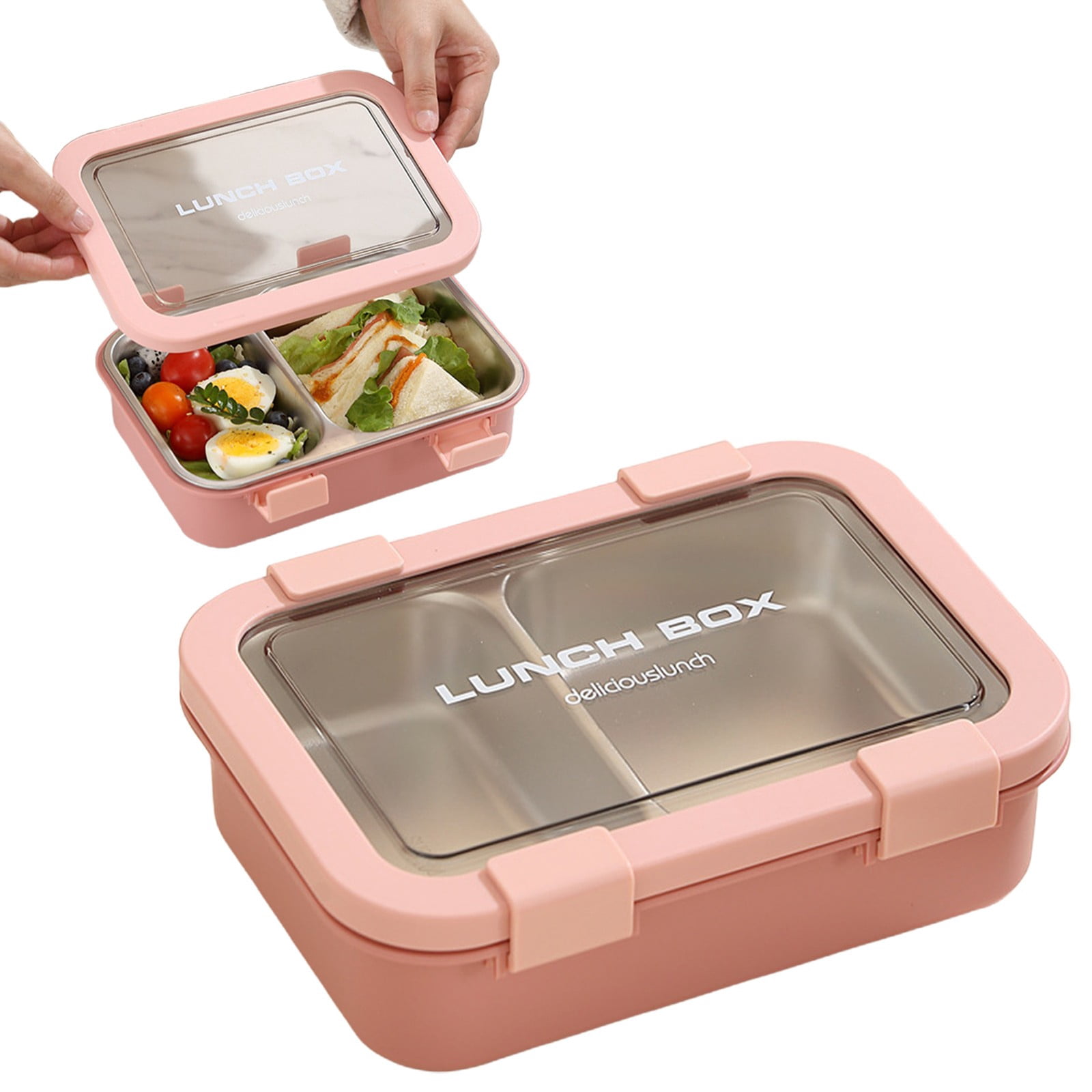 Dusknt Stainless Steel Lunch Box, 3 Compartment Container with ...