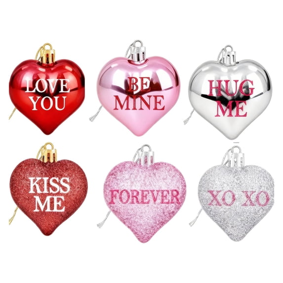 Dusknt Valentine Tree Ornaments Colorful Heart Ornaments Glitter ...