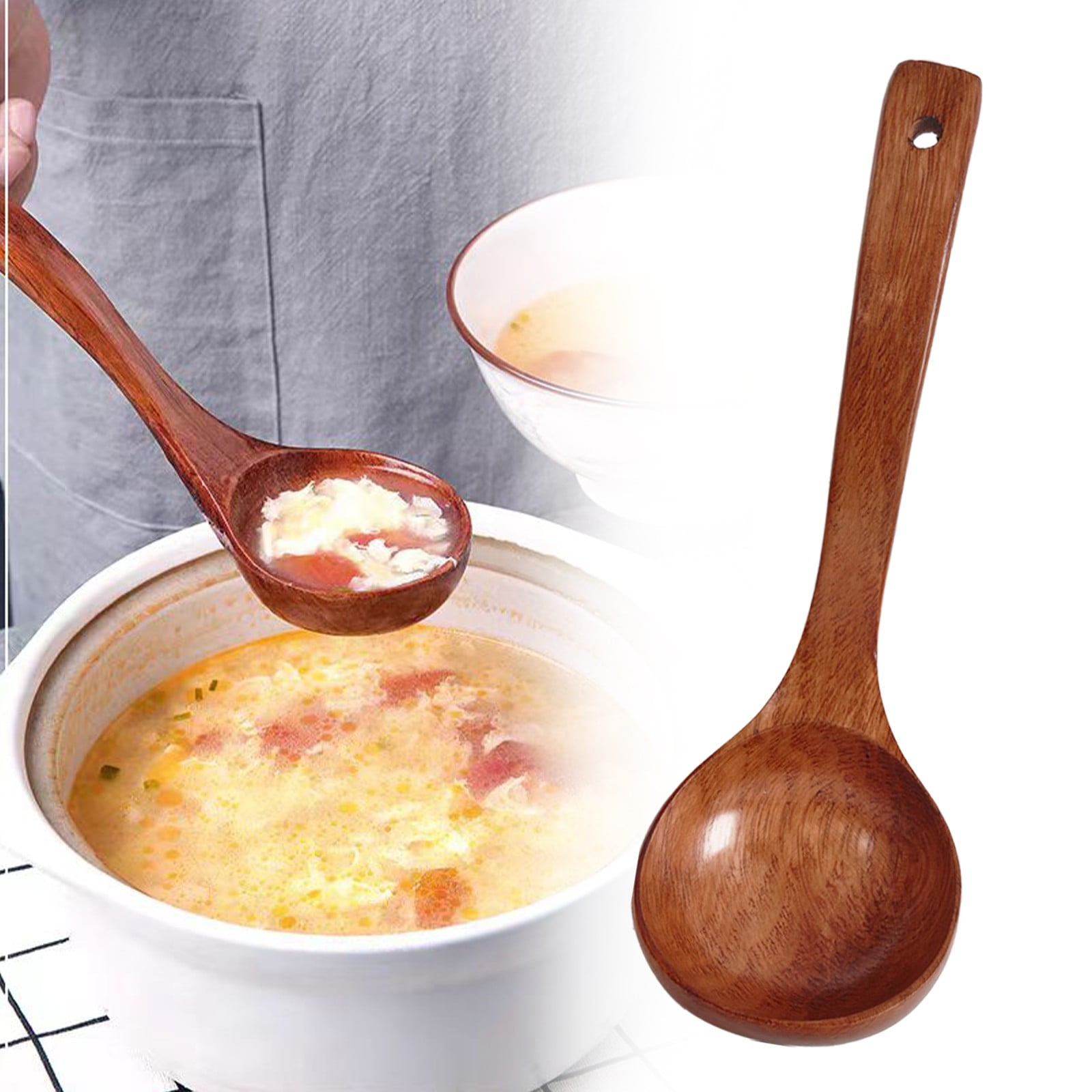 Dusknt Wooden Soup Spoon New Year Special! Soup Spoon Heat Soup Serving ...