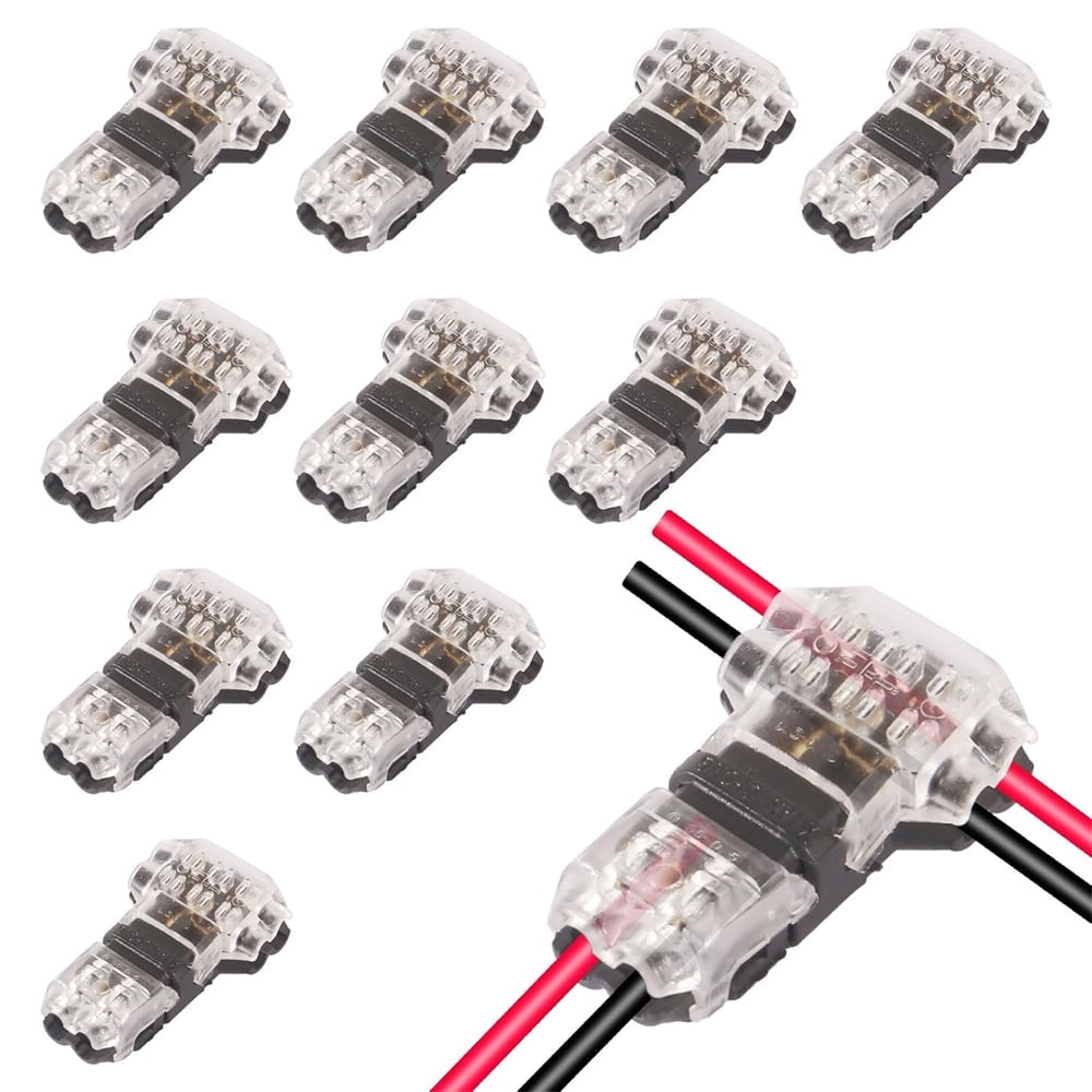Duslogis 10 Pcs Low Voltage Wire Connectors Solid Connection, T Tap 2 Pin Quick Wire Splice ...