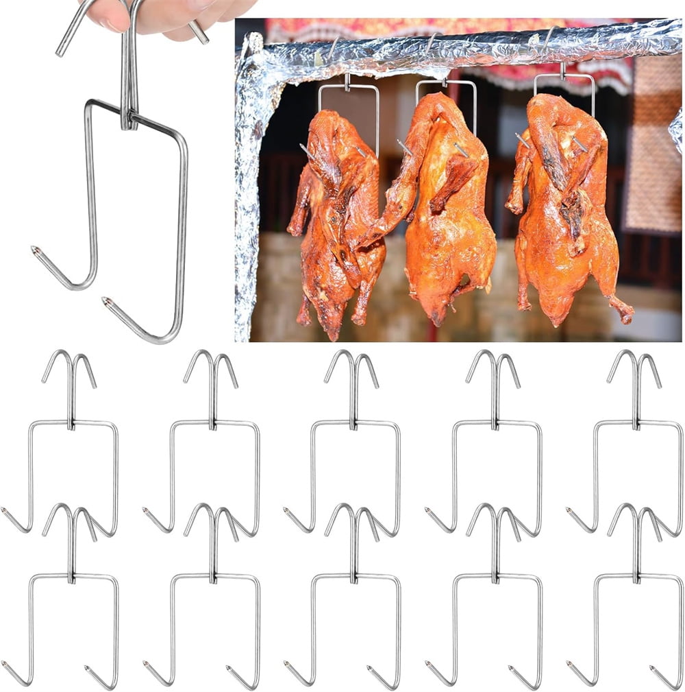 Duslogis 10 Pcs Meat Hooks, Stainless Steel Smoker Hook Roast Duck ...