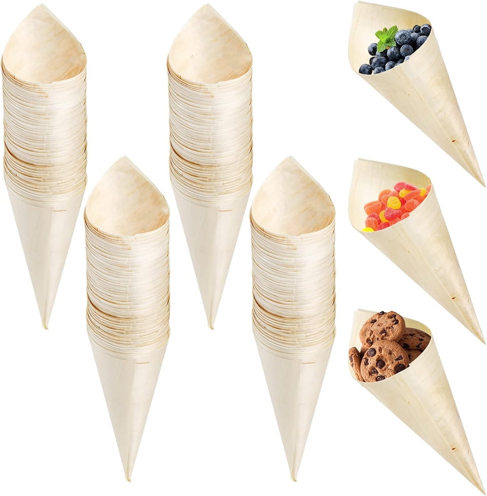 Duslogis 100 Pack Disposable Pine Wood Cones Wood Tasting Cone ...