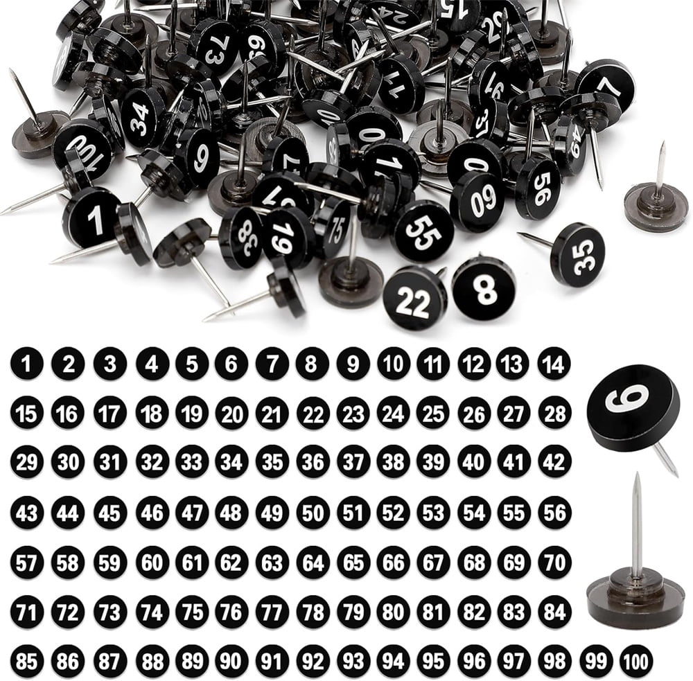Duslogis 100 Pcs Numbered Push Pin Tacks 1-100 Sequential Number Tacks ...