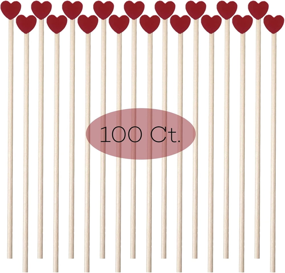 Duslogis 100 Pieces 6Inch Rock Candy Sticks with Heart-Shaped Wooden ...