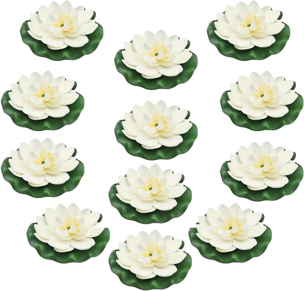 Duslogis 12 Pcs Artificial Floating Pool Flowers,4in Fake Water Lily ...