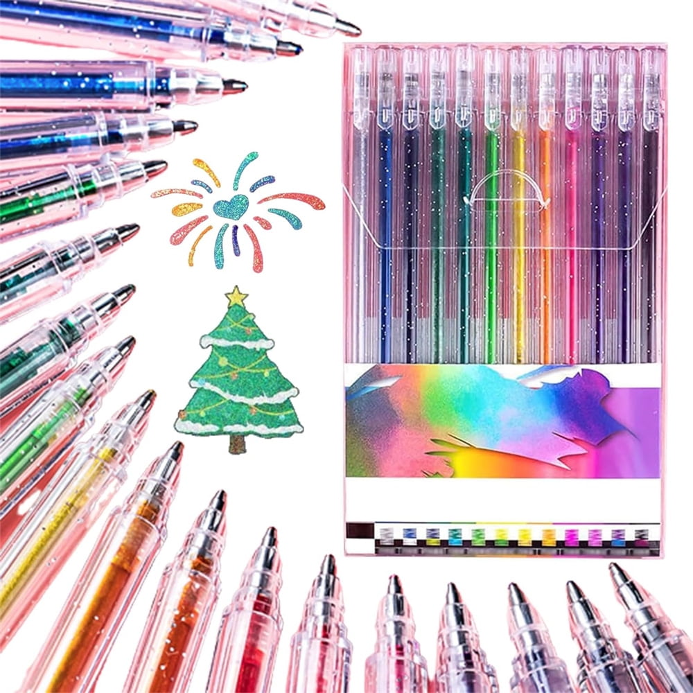 Duslogis 12Pcs Glitter Pen Set, Pens for Adult Coloring Books Fine Tip ...