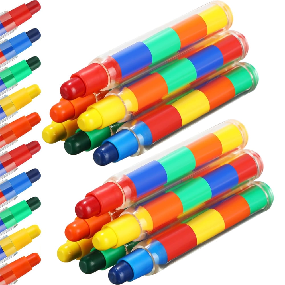 Duslogis 15 Pcs Stackable Crayons Stacking Buildable Crayons Colorful ...