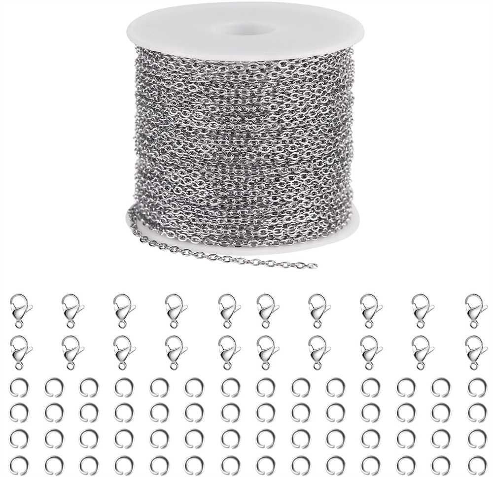 Duslogis 16.4 Feet Silver Metal Link Cable Chain with 30 Lobster Clasps ...