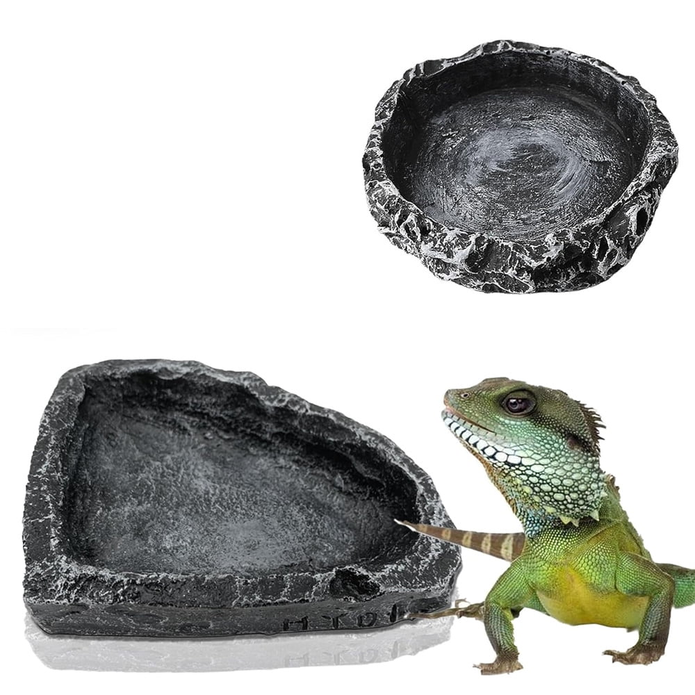 Duslogis 2 Pack Reptile Food Dish, Resin Hermit Crab Food & Water Bowl ...