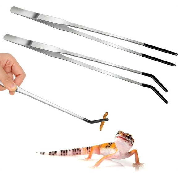 2Pcs 10.6 inch 10.2 Reptile Feeding Tongs,Stainless Steel Rubber Tipped ...