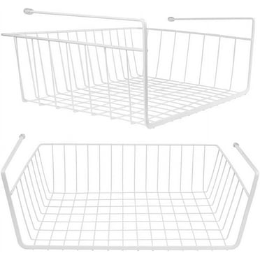 PinkSheep 2 Pack Under Shelf Basket, White Wire Rack Cupboard ...