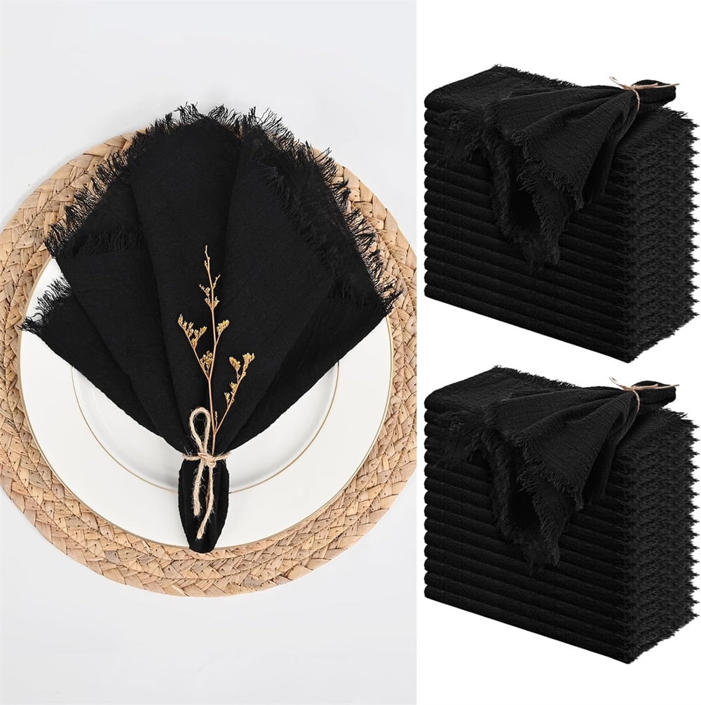 Duslogis 20 Pack Handmade Cloth Napkins with Fringes 17"x17" Cotton ...