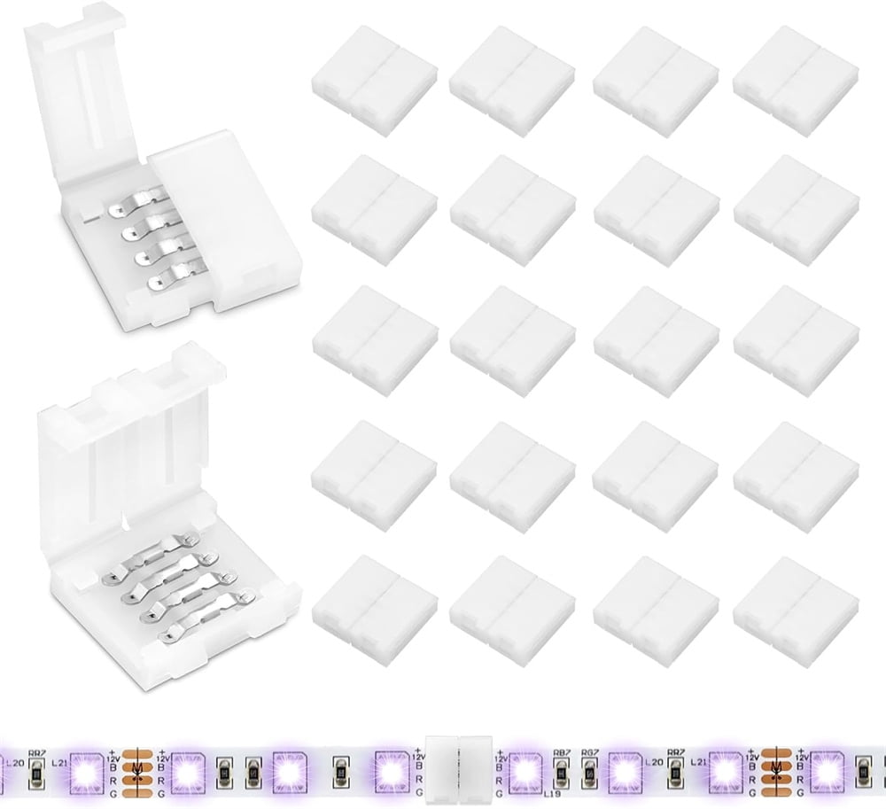 Duslogis 20 Packs 4 Pin LED Connectors for LED Strip Lights 8mm Width ...