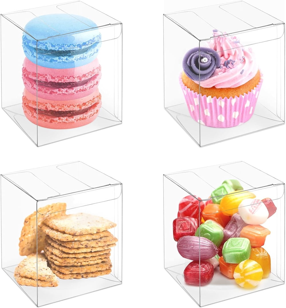 Duslogis 20 Pcs Clear Favor Boxes Plastic Clear Gift Boxes 3 x 3 x 3 ...