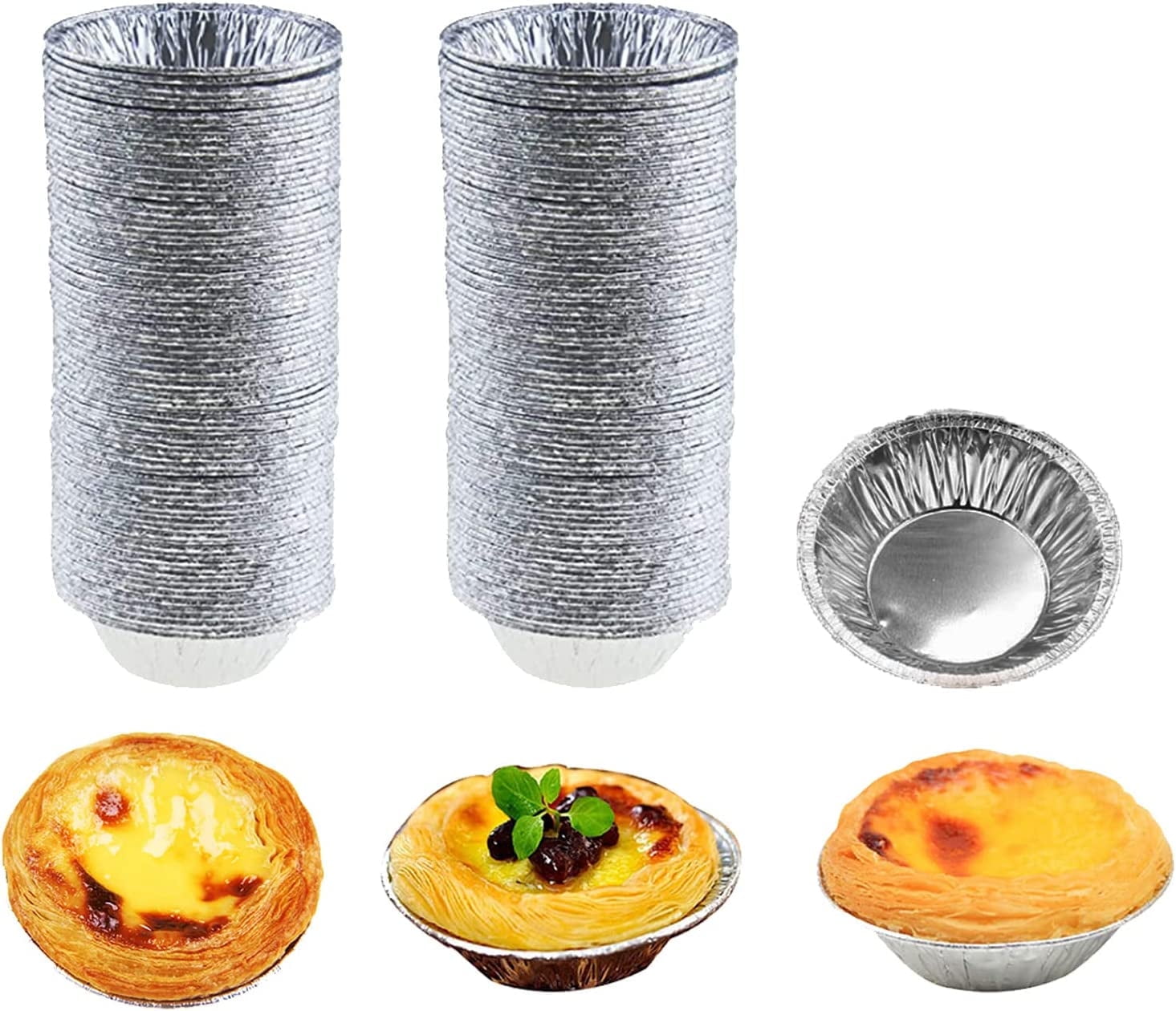Artrylin 200 Pack Mini Pie Pans, Disposable Egg Tart Molds for Baking ...