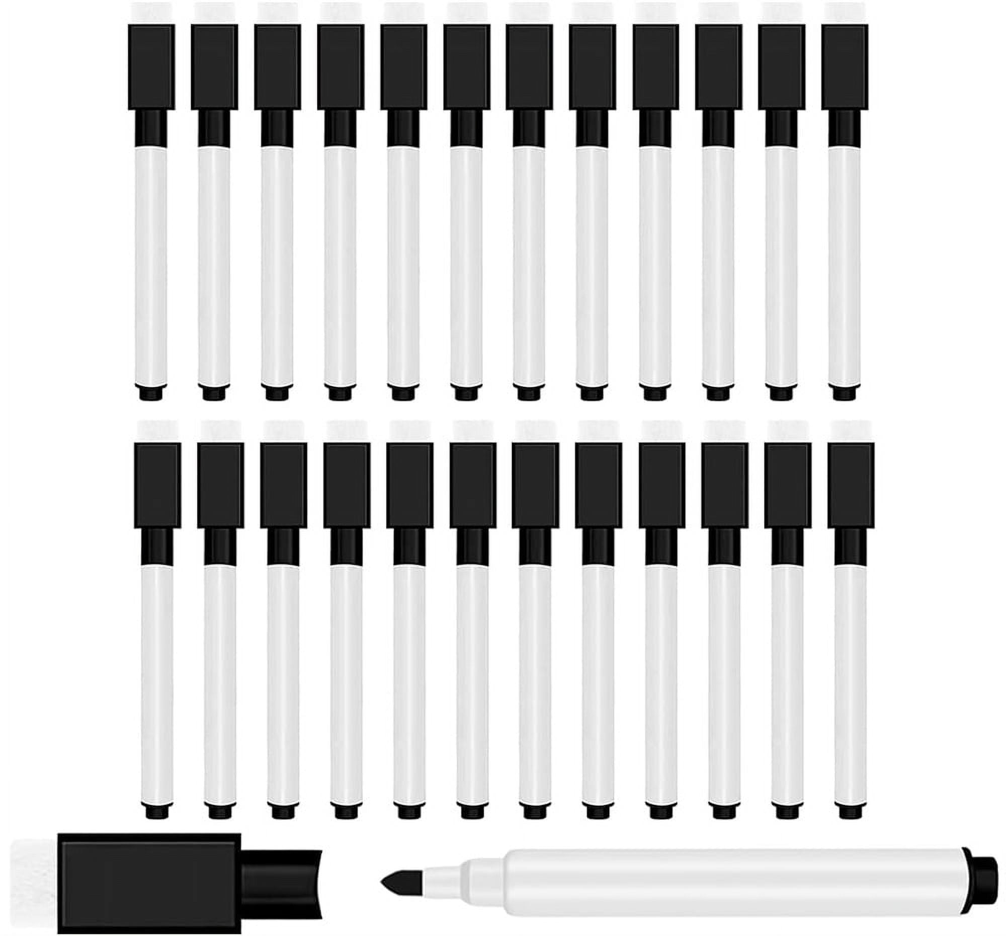 Duslogis 24 Pcs Black Magnetic Dry Erase Markers with Eraser Cap, White ...