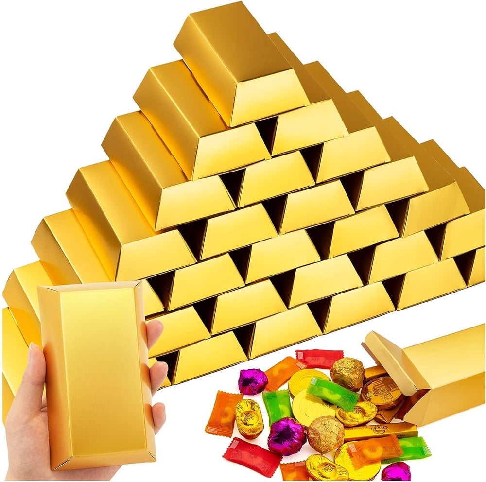 Duslogis 24 Pcs Gold Bars Fake Bar Gift Box Golden Party Favor ...