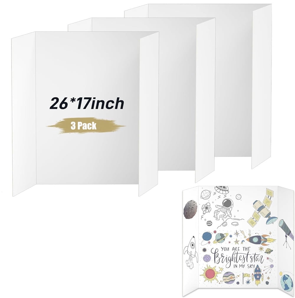 Artrylin 3 Pack Trifold Poster Board Foam Core 26 x 17 inch Poster Foam ...