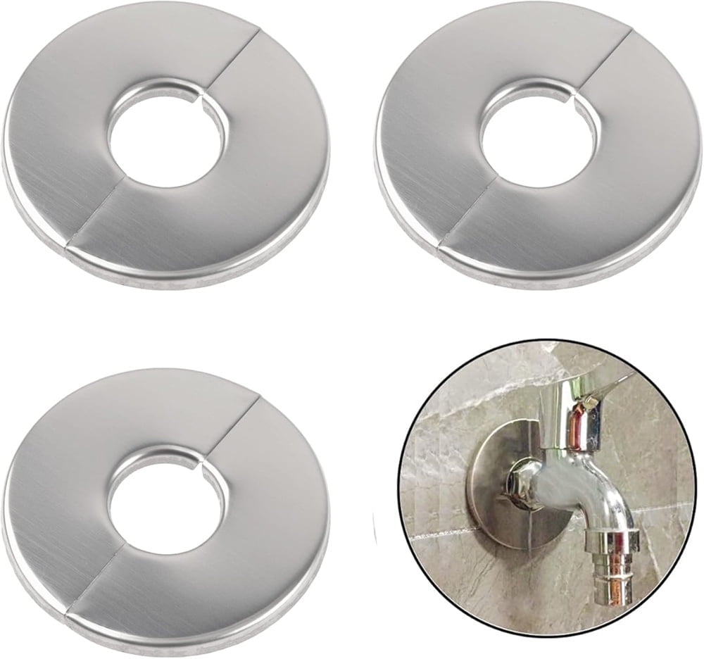 Artrylin 3 Pcs Self-Stick Wall Split Flange Stainless Steel Pipe Cover ...