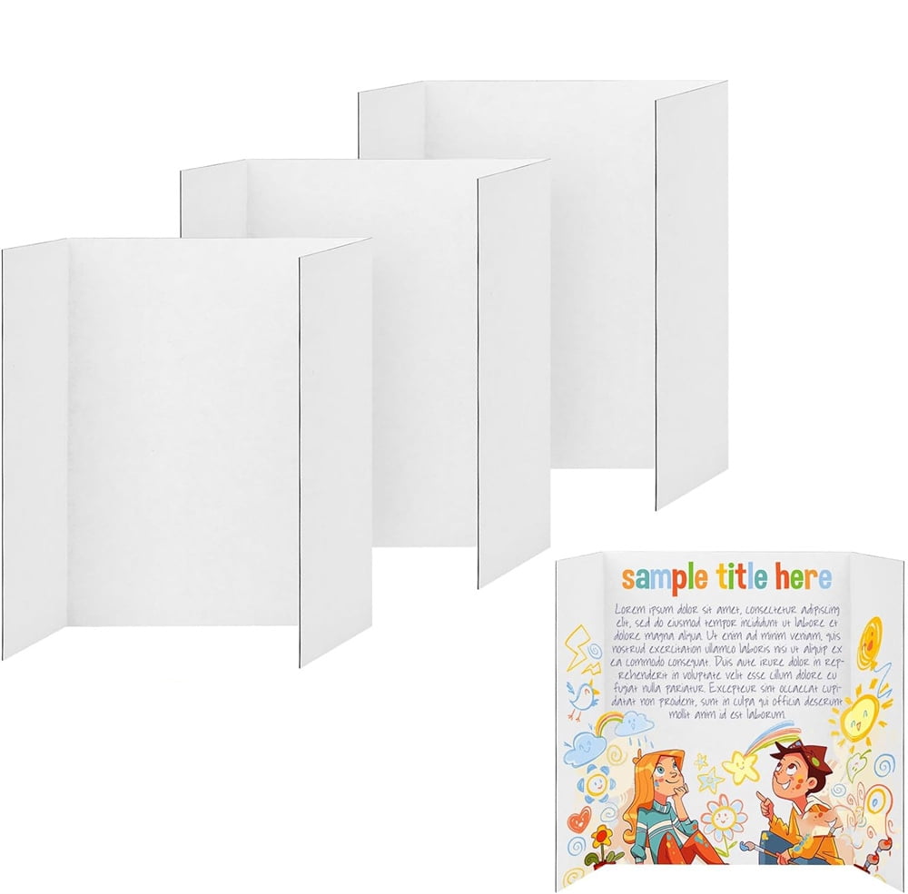 Duslogis 3 Pcs Small Trifold Poster Board, 26 x 17 inches Presentation ...