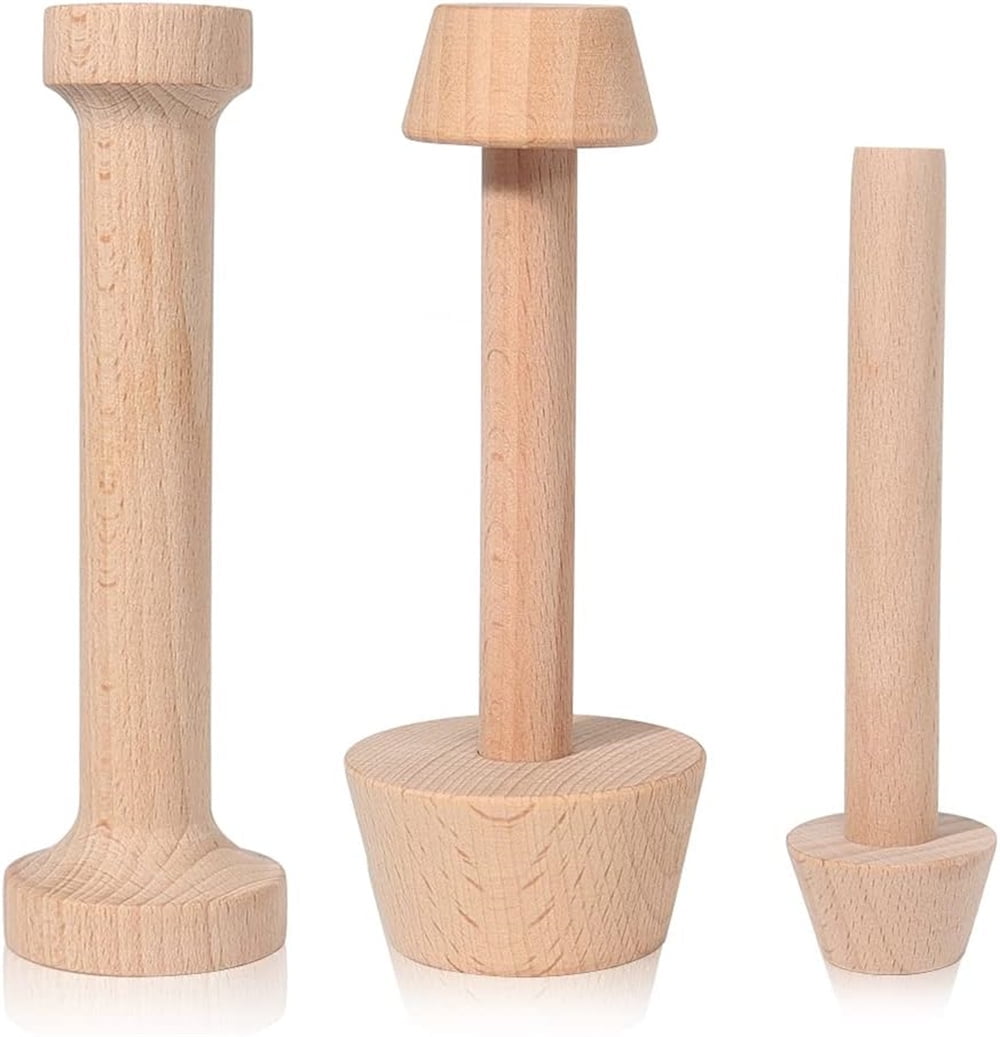 Duslogis 3 Pcs Wooden Tart Tamper Set, Double Side Pie Pastry Dough ...