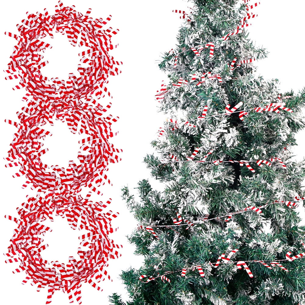Duslogis 3Pcs 75 Feet Christmas Candy Canes Wire Garland for Christmas ...