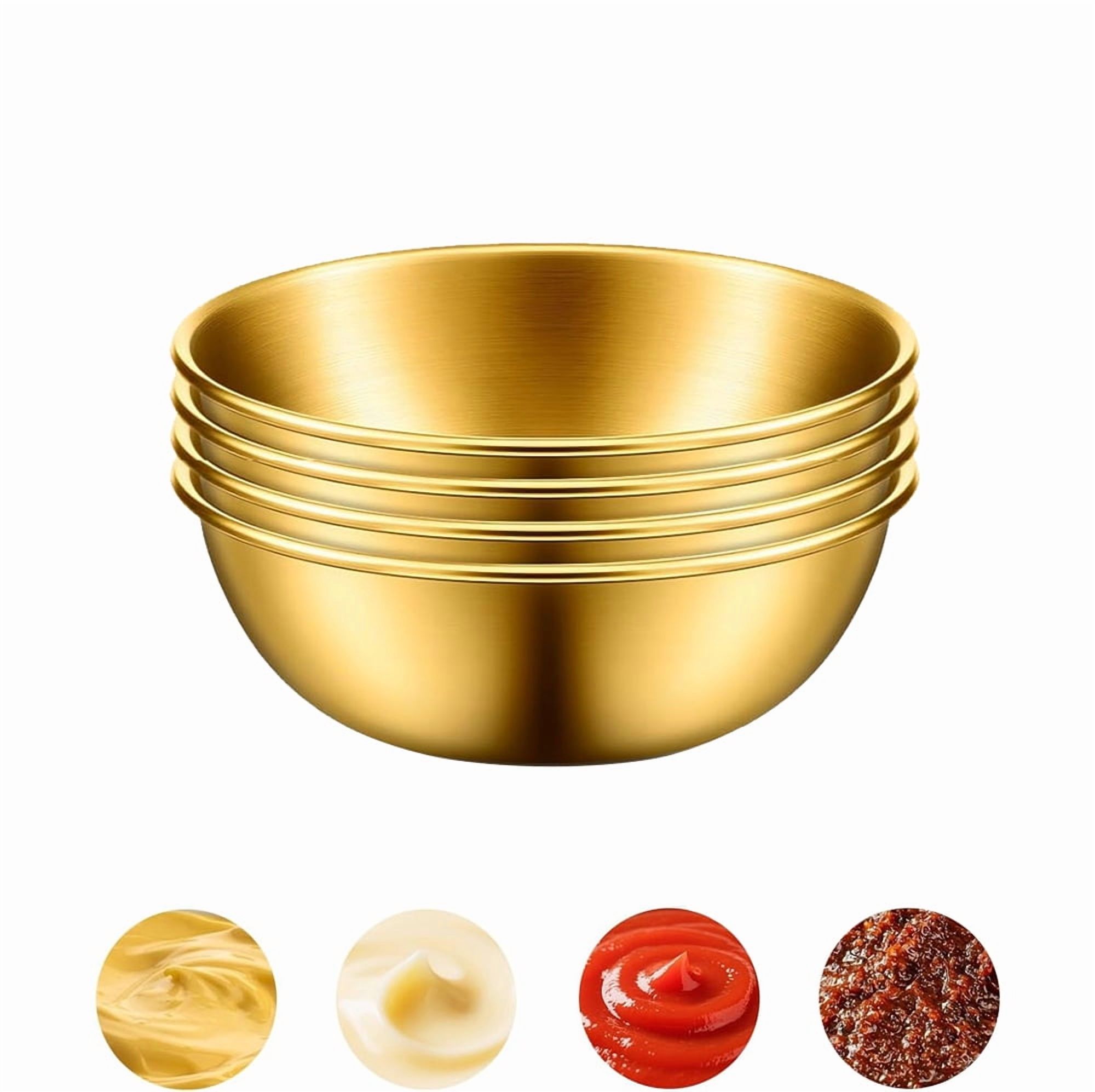 Duslogis 4 Pack Stainless Steel Sauce Bowls Round Seasoning Dishes Mini ...