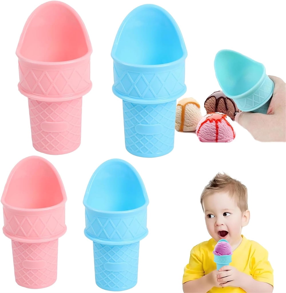 Duslogis 4 Pcs Ice Cream Cone Scoop, Mini Ice Cream Cones Reusable ...