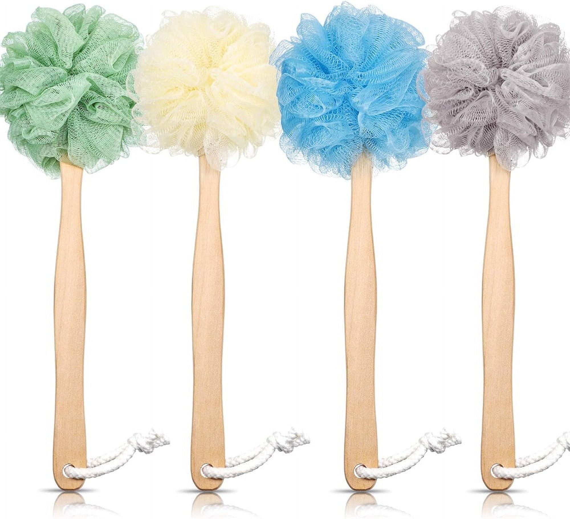 Artrylin 4 Pieces Loofah Back Scrubber Bath Sponge with Wooden Handle ...