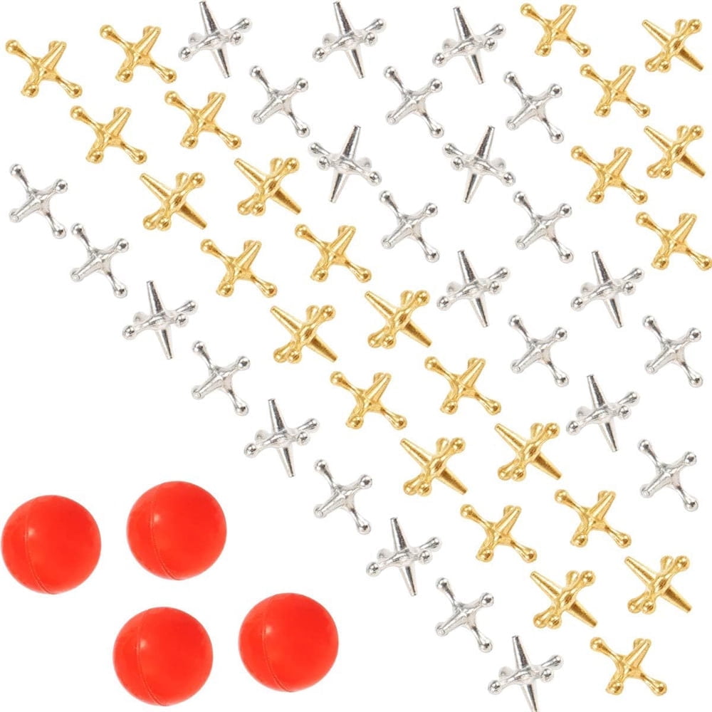 Artrylin 4 Set Vintage Metal Jacks and Ball Toys Kit Retro Jax Game ...