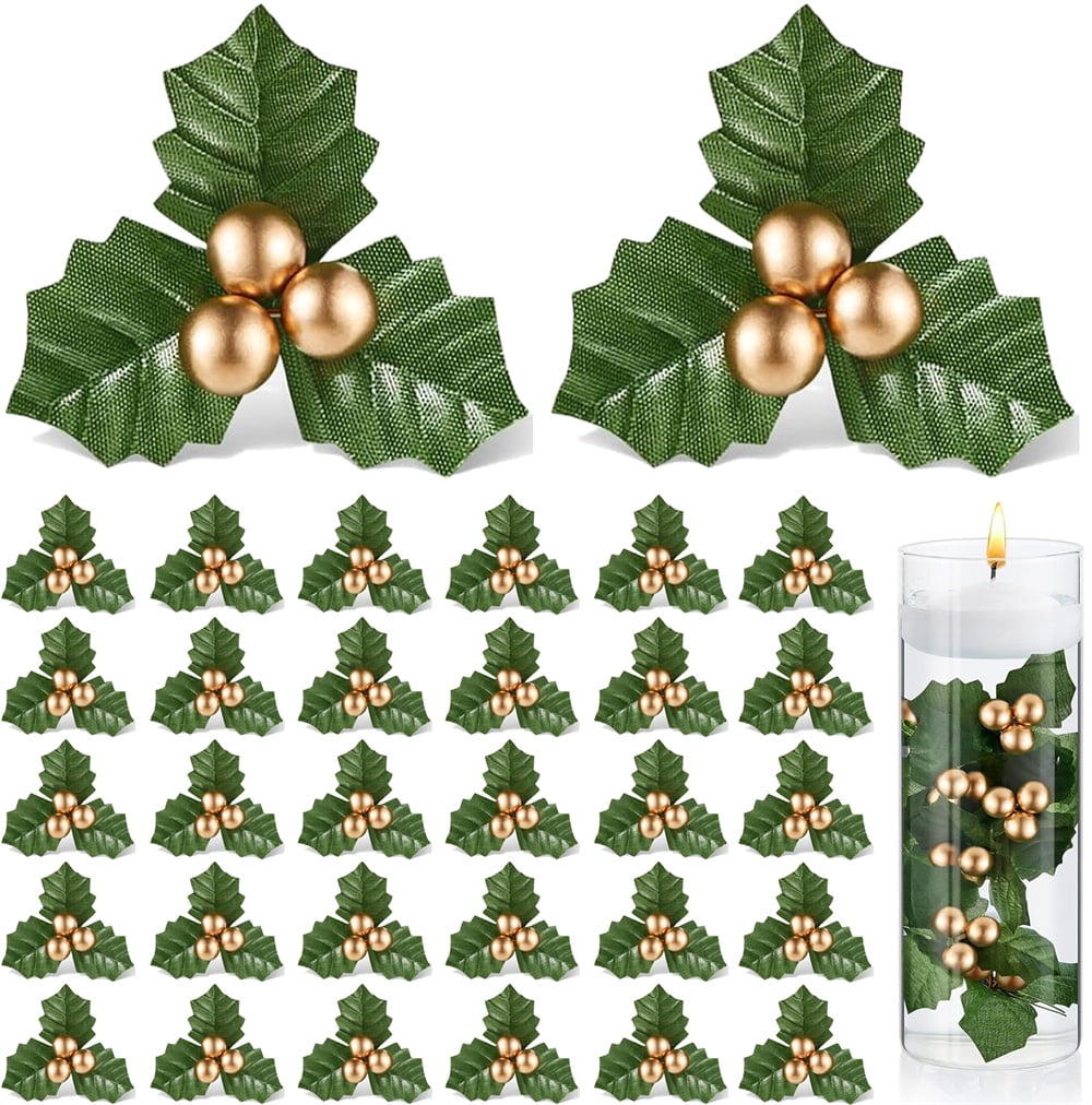 Duslogis 40 Pieces Christmas Holly Berries for Crafts Faux Berries ...