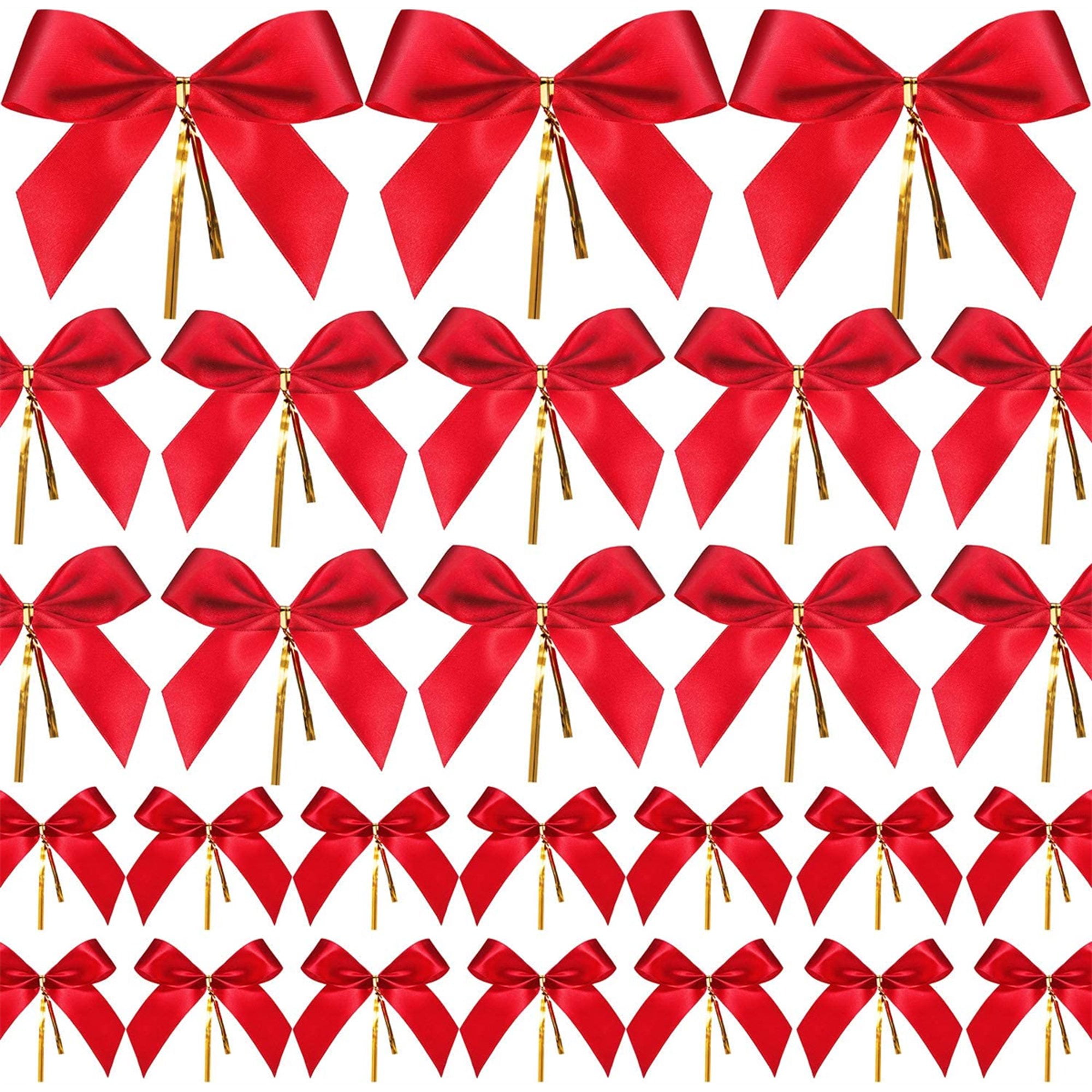 Duslogis 48 Packs Christmas Red Bow Ribbon Outdoor Bow for Christmas ...
