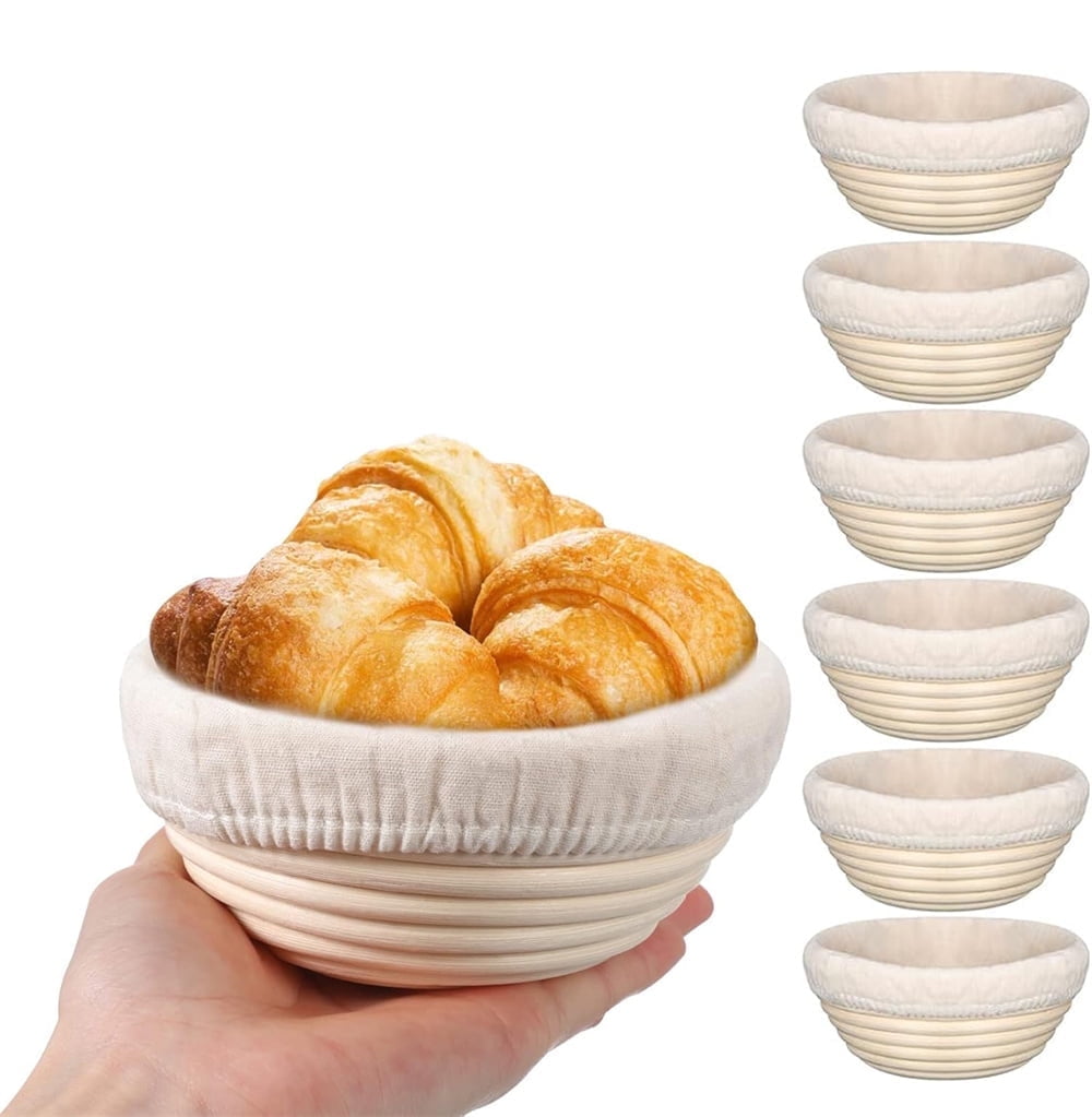Duslogis 5 Inch Banneton Bread Proofing Basket Set of 6, Mini Sourdough ...