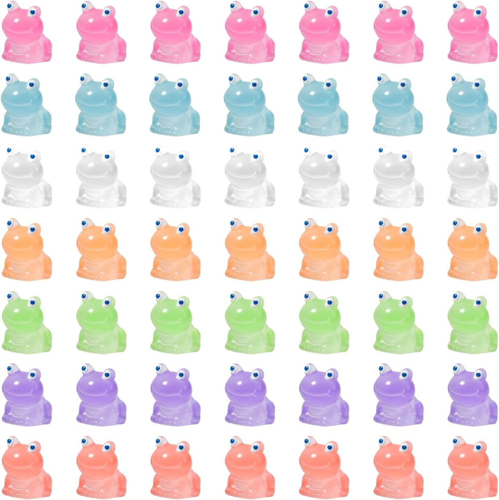 Duslogis 50 Pcs Luminous Resin Mini Frogs Cute Frog Glow in the Dark ...