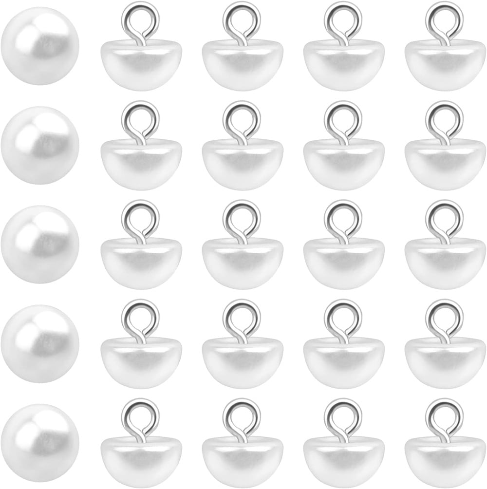 Duslogis 50PCS 10mm Pearl Buttons with Shank Round Pearl Buttons ...
